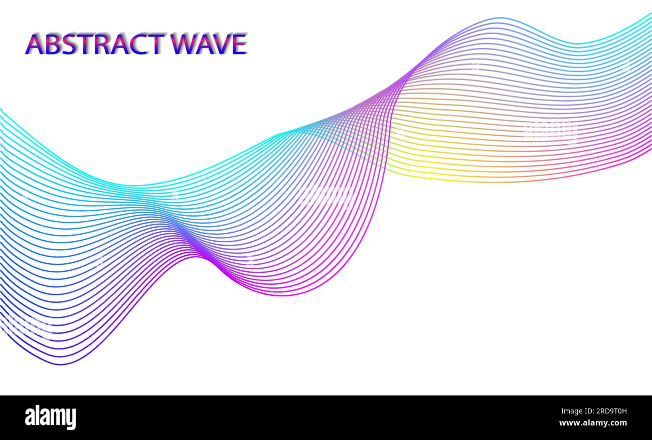 Abstract wave background, blend tool lines, neon colors in gradient on white or transparent ...
