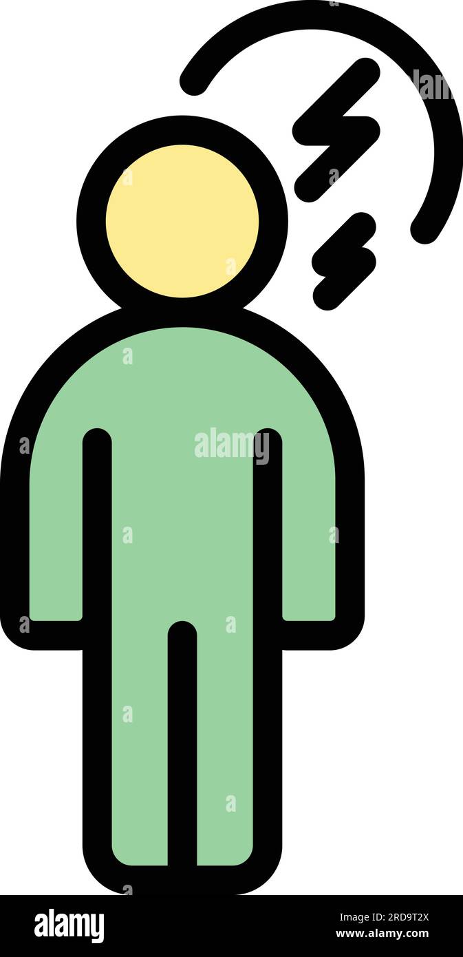 Human headache icon outline vector. Brain pain. Dizzy anxiety color ...