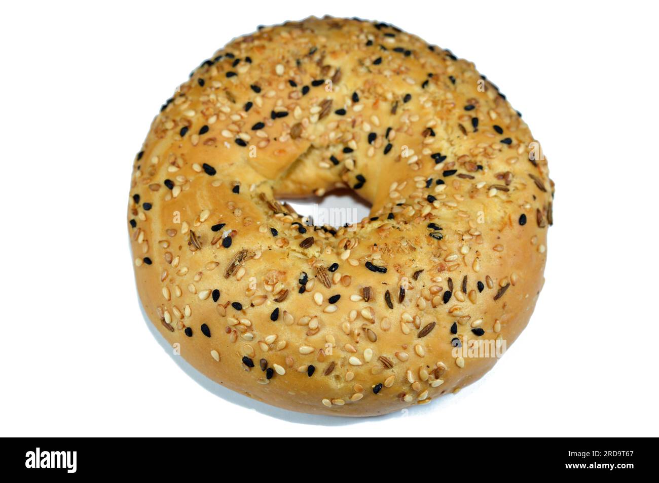 Round baked crispy crackers Breadsticks topped with sesame, fennel ...