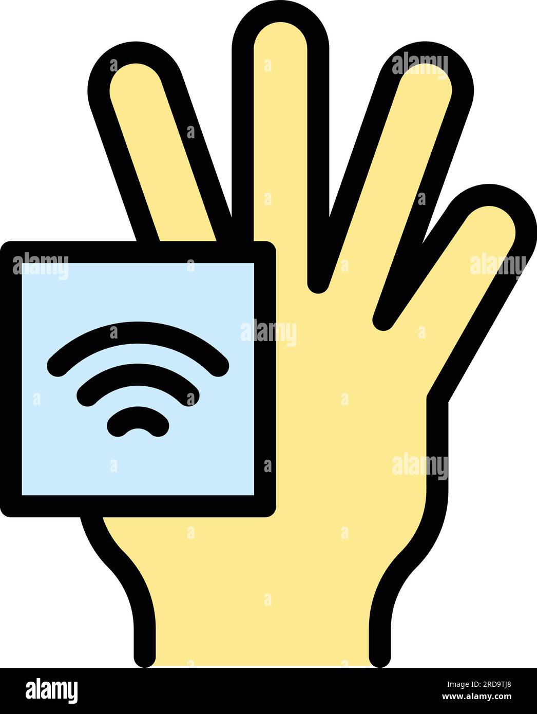 Internet palm recognition icon outline vector. Biometric scan. Hand identification color flat ...