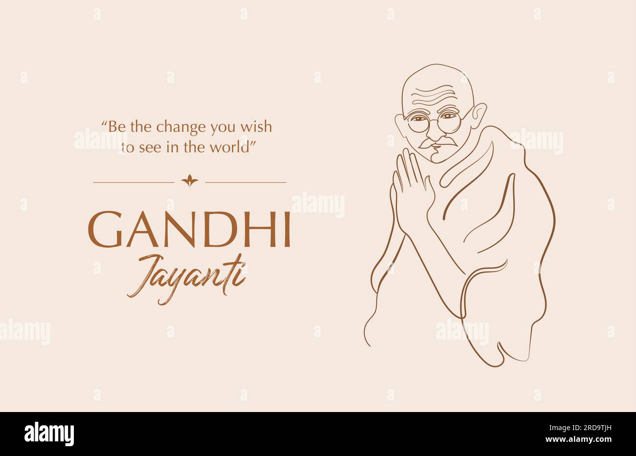 Gandhi Jayanti hand drawn linear background. Mahatma Gandhi vector line ...