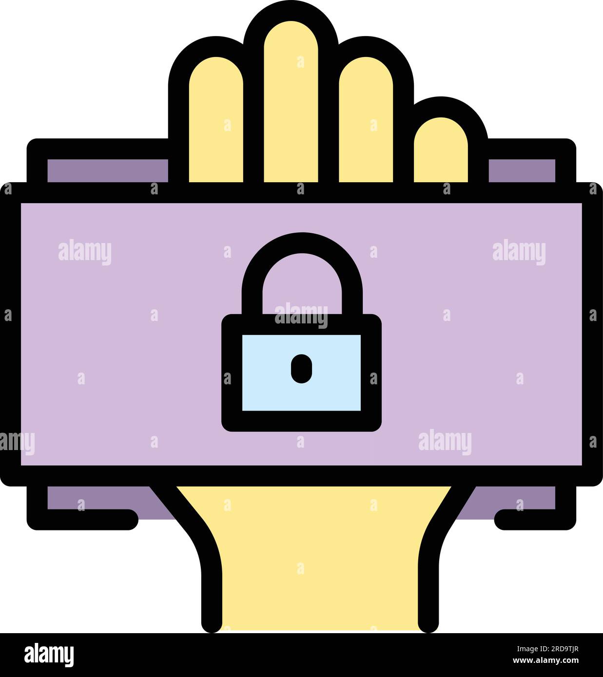 Detect Palm Scanner Icon Outline Vector Scan Recognition Biometric