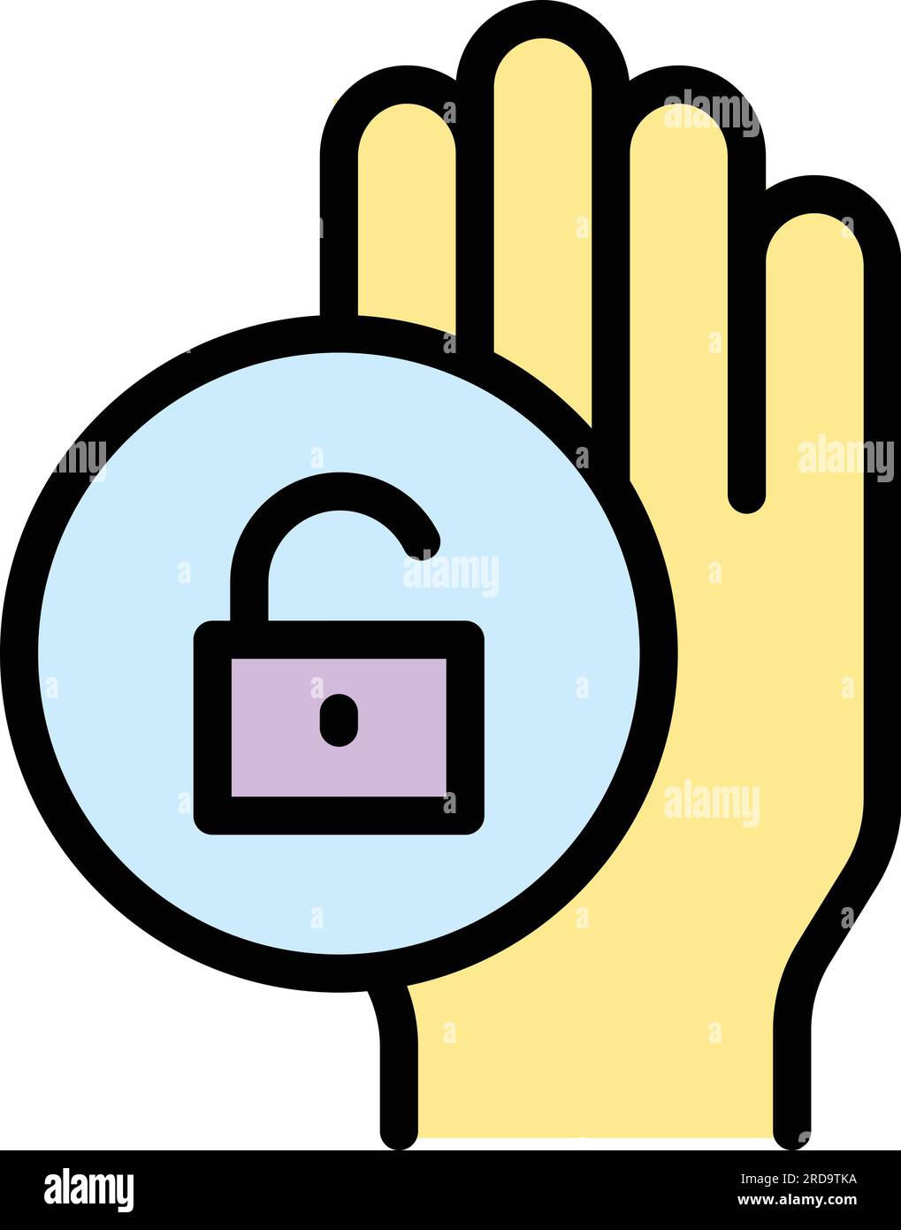 Verification Palmprint Icon Outline Vector Palm Recognition Scan Identity Color Flat Stock