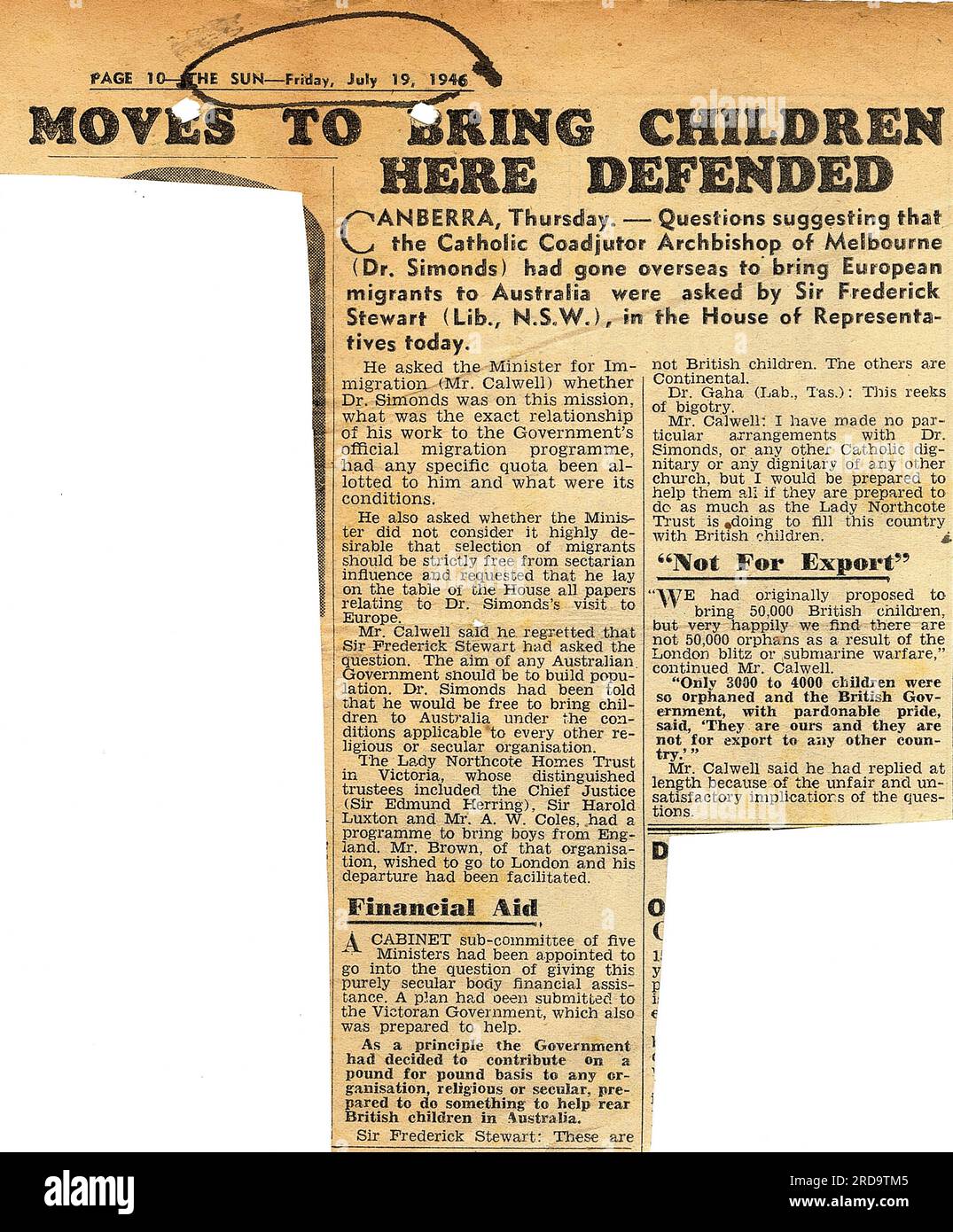 Arthur calwell hi-res stock photography and images - Alamy