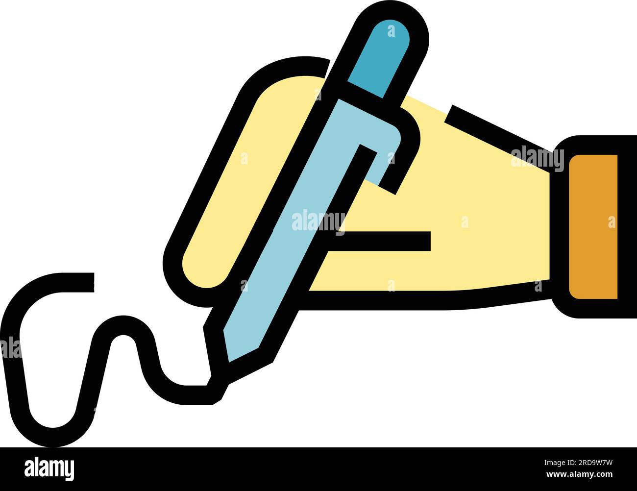 Handwriting Access Icon Outline Vector Scan Signature Biometric