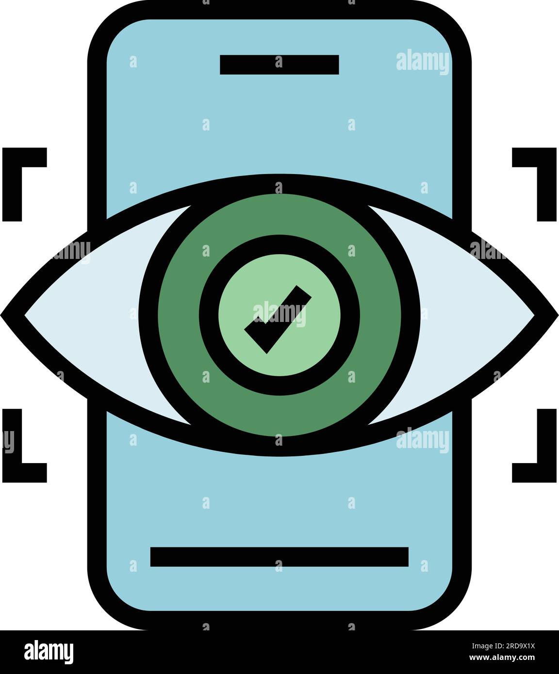 Eye recognition icon outline vector. Scan identity. Biometric id color flat Stock Vector Image ...