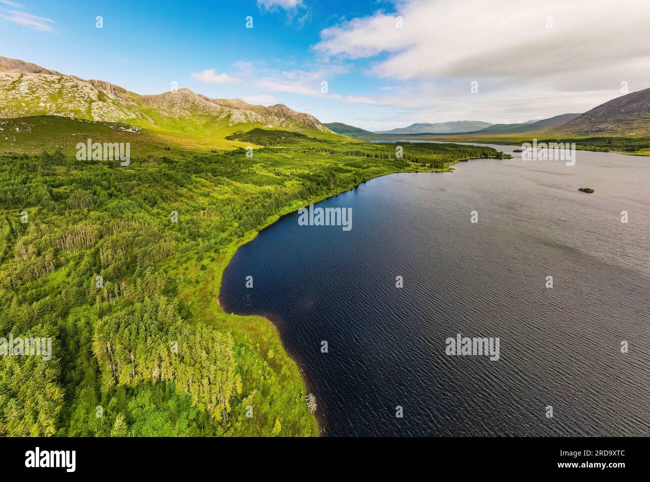 Scenic drive at Connemara National Park aerial shot in Ireland summer ...