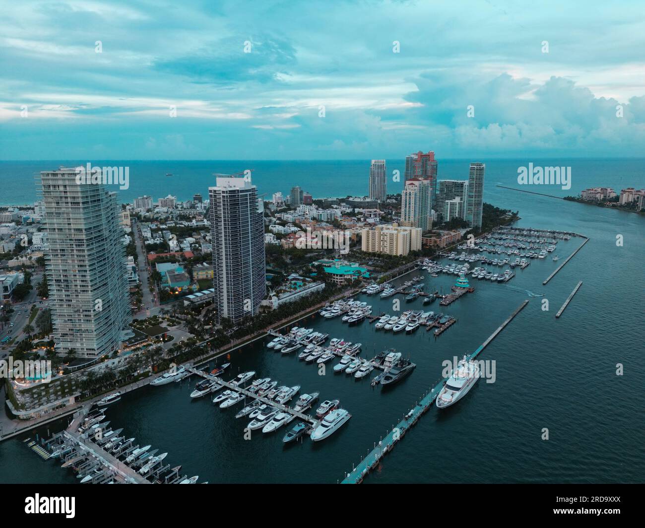 Miami Beach skyline, Florida. Miami Beach city skyline view from aerial ...