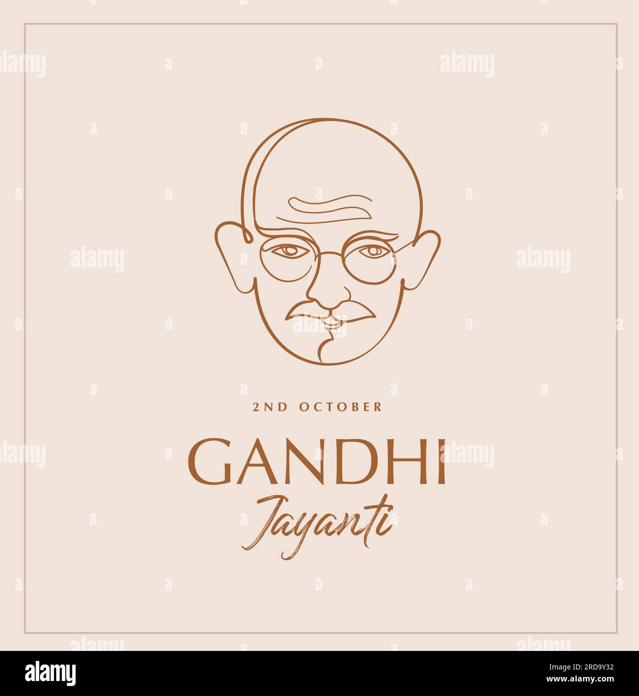 Gandhi Jayanti hand drawn linear background. Mahatma Gandhi vector line ...