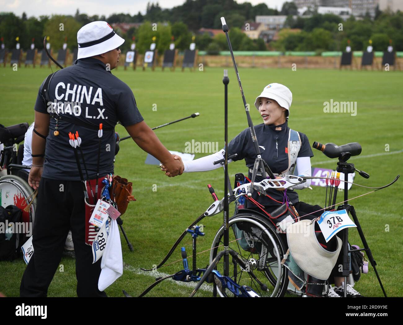 Pilsen, Czech Republic. 19th July, 2023. Wu Chunyan (R)/Zhao Lixue of ...