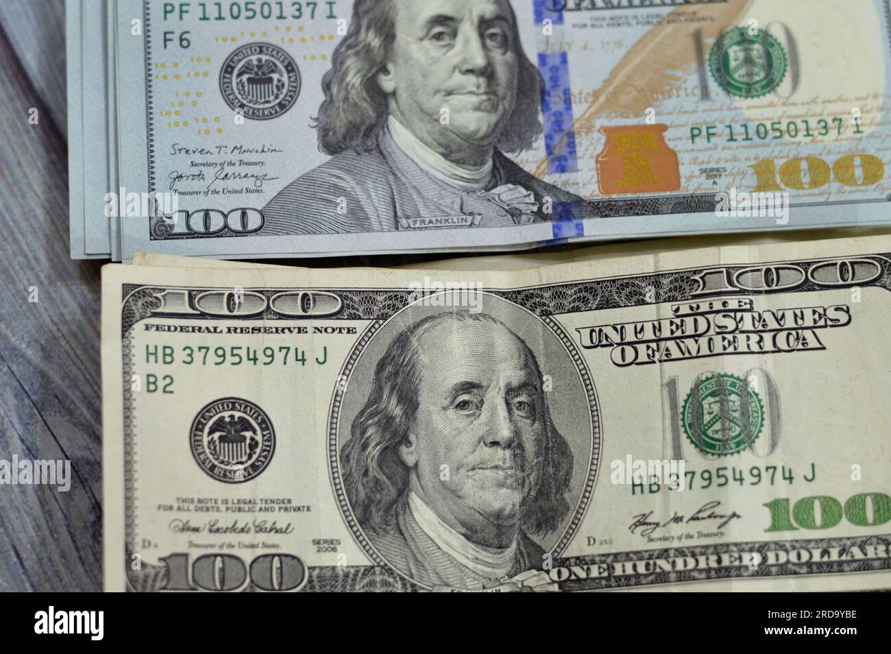 100 one hundred dollar banknote currency cash money old and new series ...