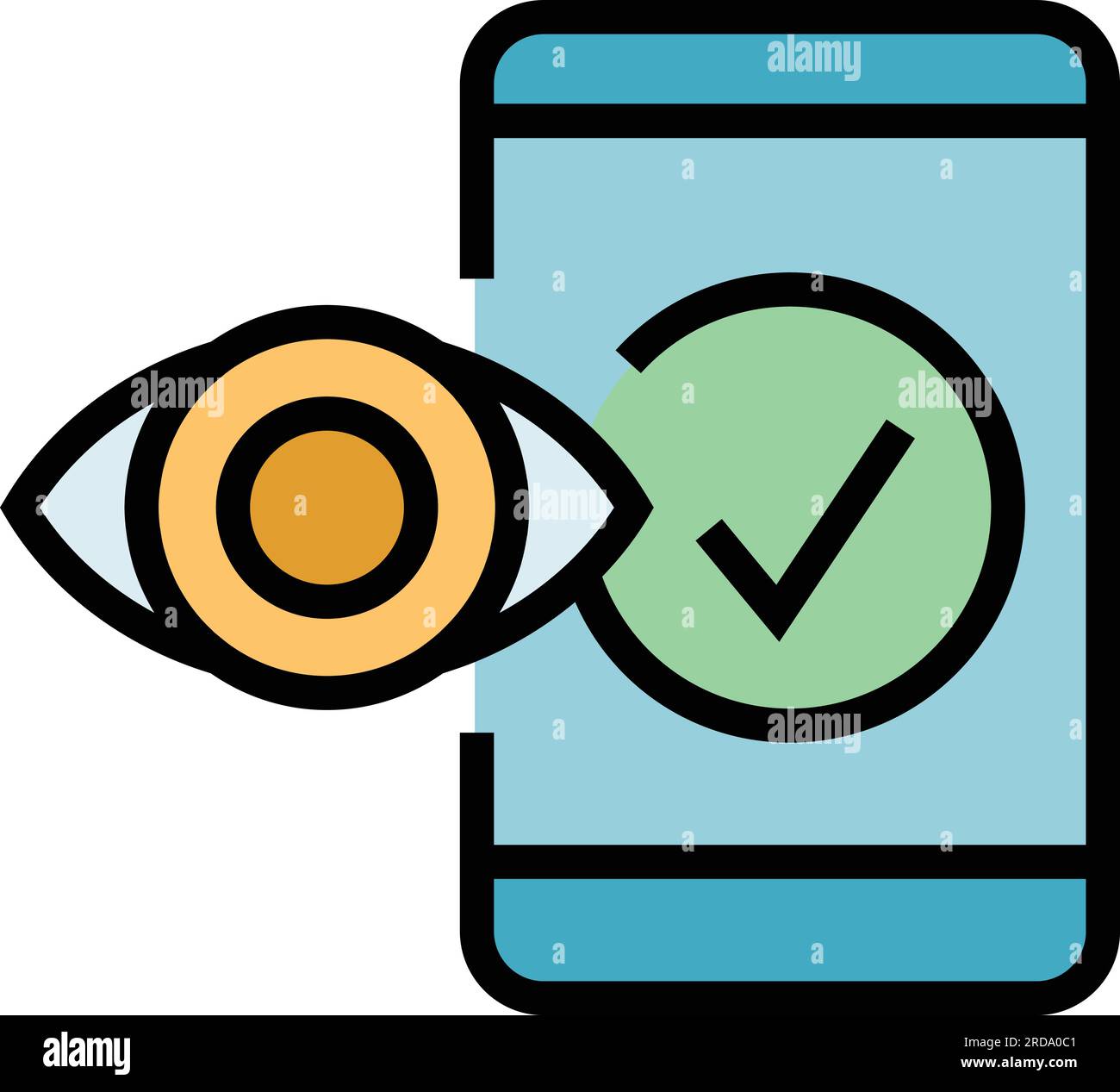Eye code icon outline vector. Scan id. Facial recognition color flat ...