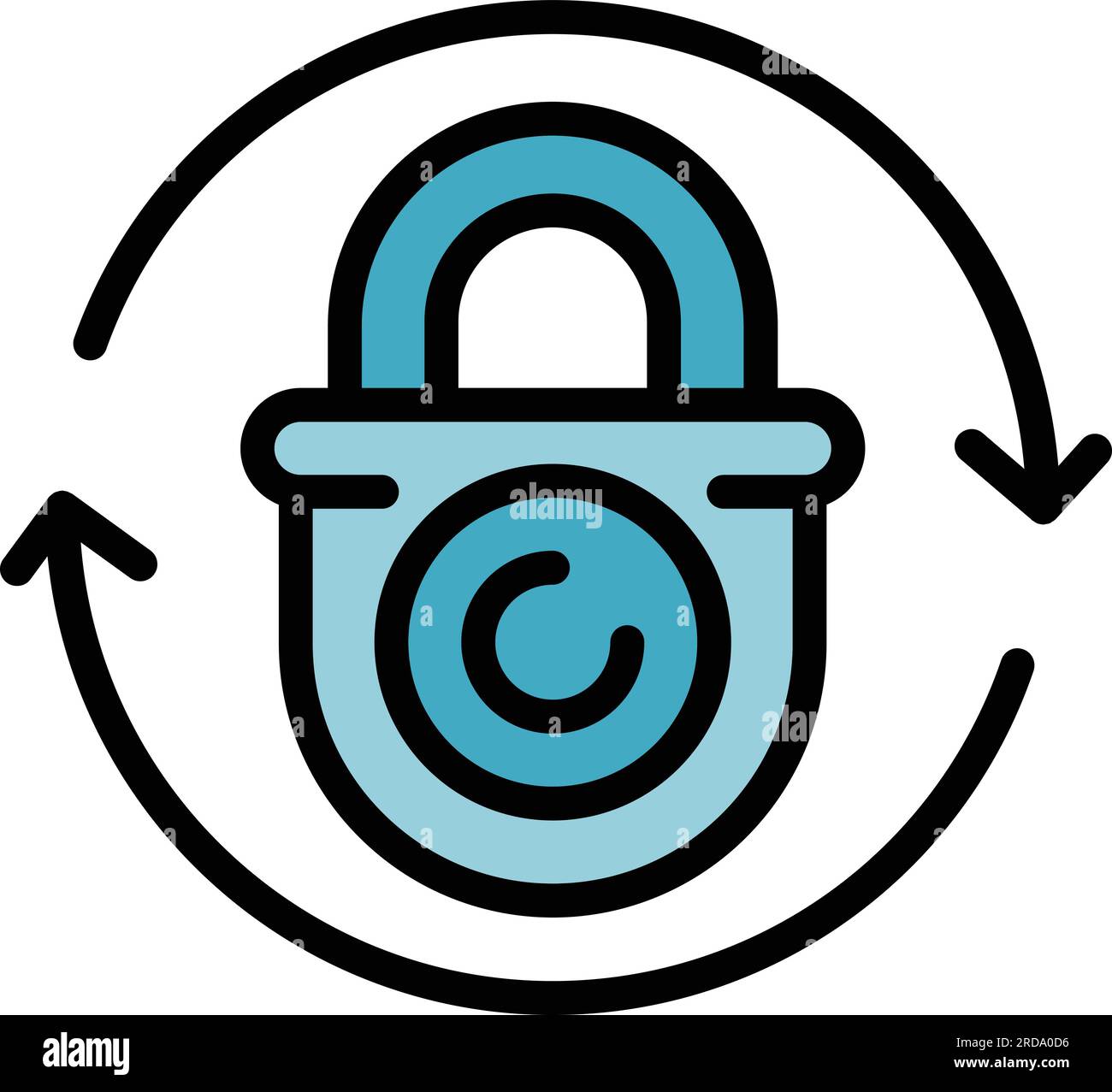 Change cyber lock icon outline vector. Secure key. Cyber fraud color ...