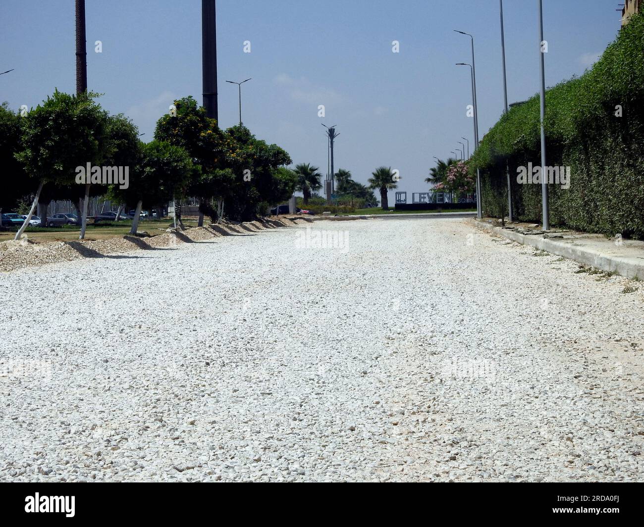 Cairo, Egypt, June 29 2023: Small limestone stones and rocks dabsh ...