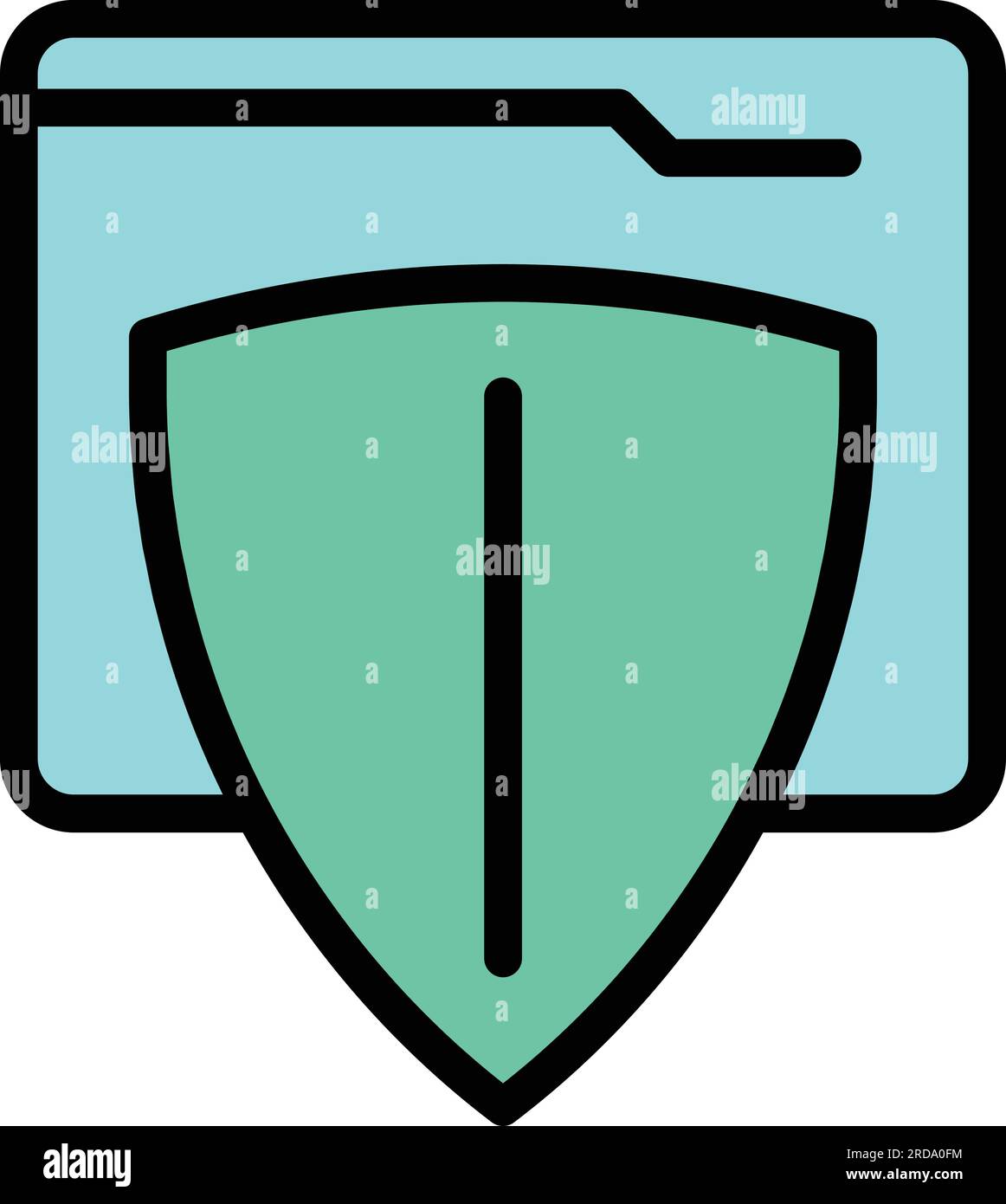 Shield Folder Icon Outline Vector Storage File Safety Data Color Flat Stock Vector Image And Art