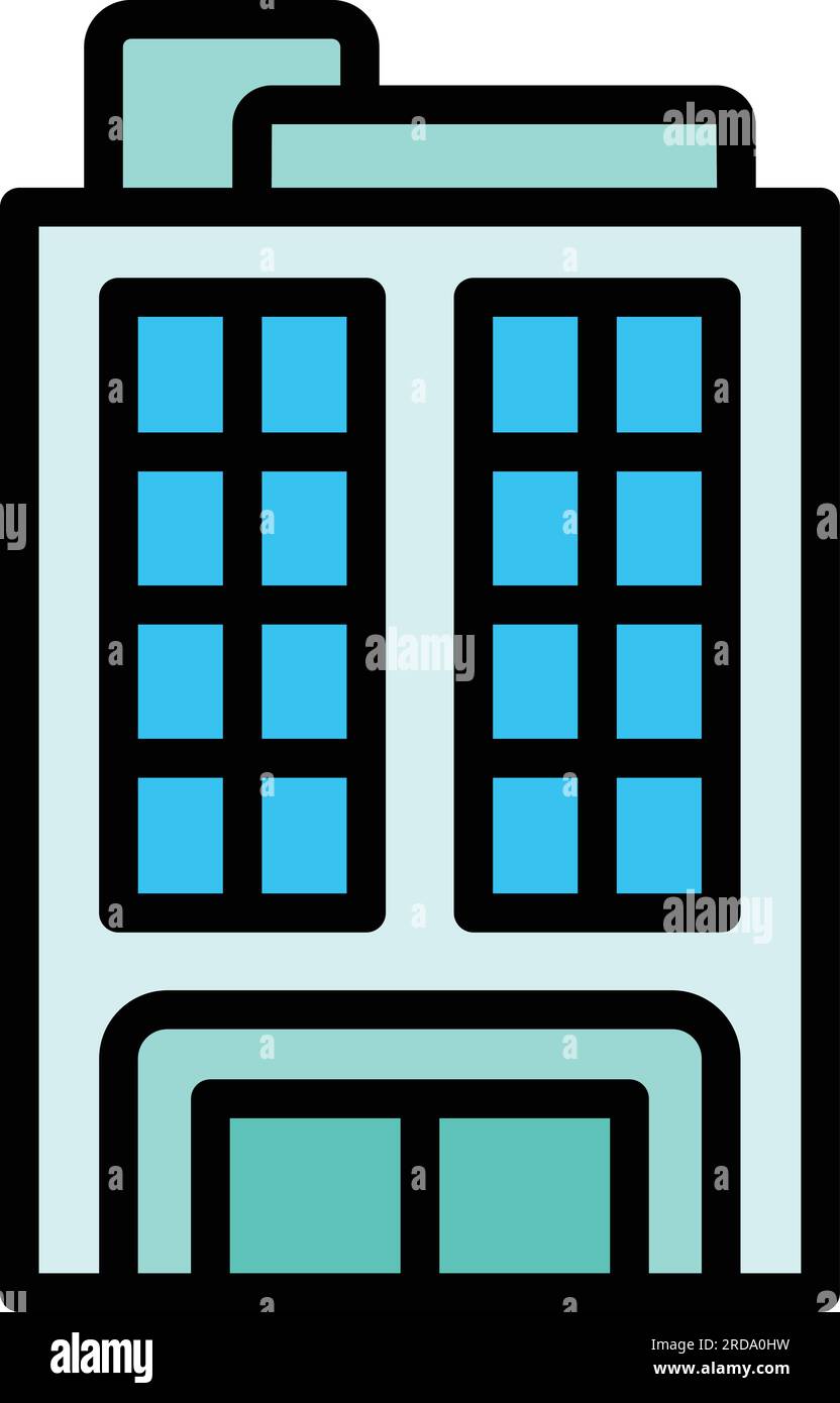 Block building icon outline vector. City multistory. Industry house ...