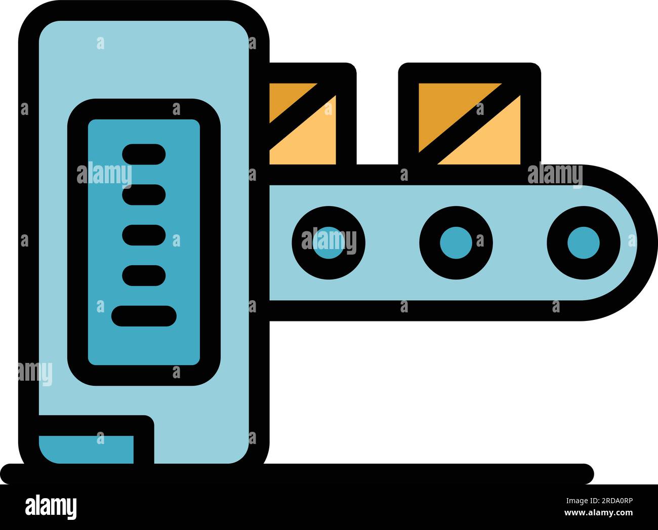 Automatic production icon outline vector. Factory conveyor. Industry ...