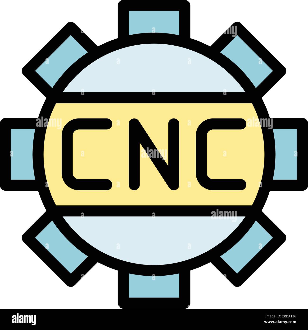 Cnc Machine Gear Icon Outline Vector Work Tool Lathe Equipment Color Flat Stock Vector Image