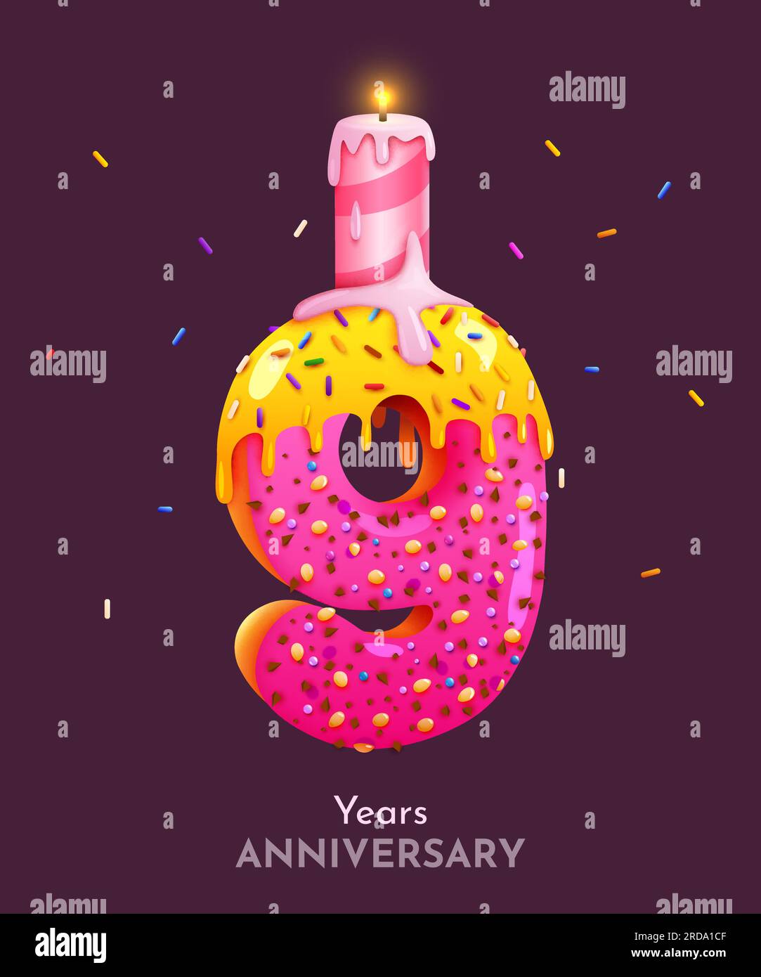 Number 9 birthday candle Stock Vector Images - Alamy