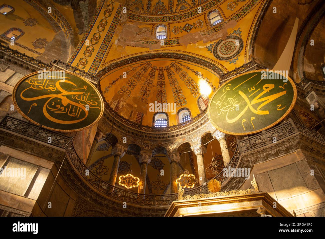 Hagia Sophia Calligraphic Roundel in nave in Sultanahmet in historic ...