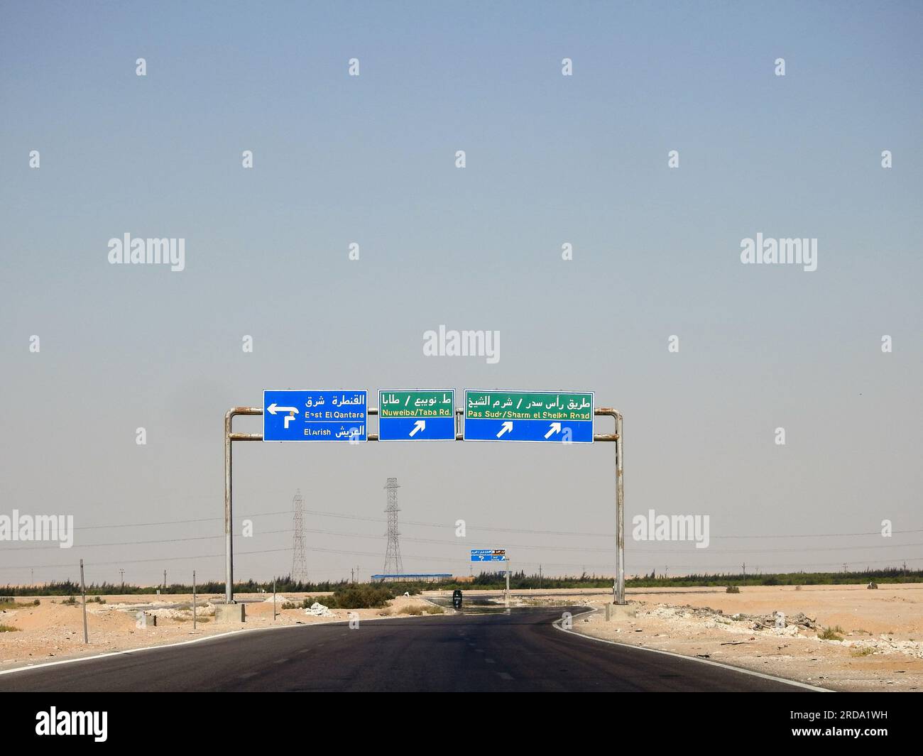 South Sinai, Egypt, June 30 2023: a direction sign board side traffic ...