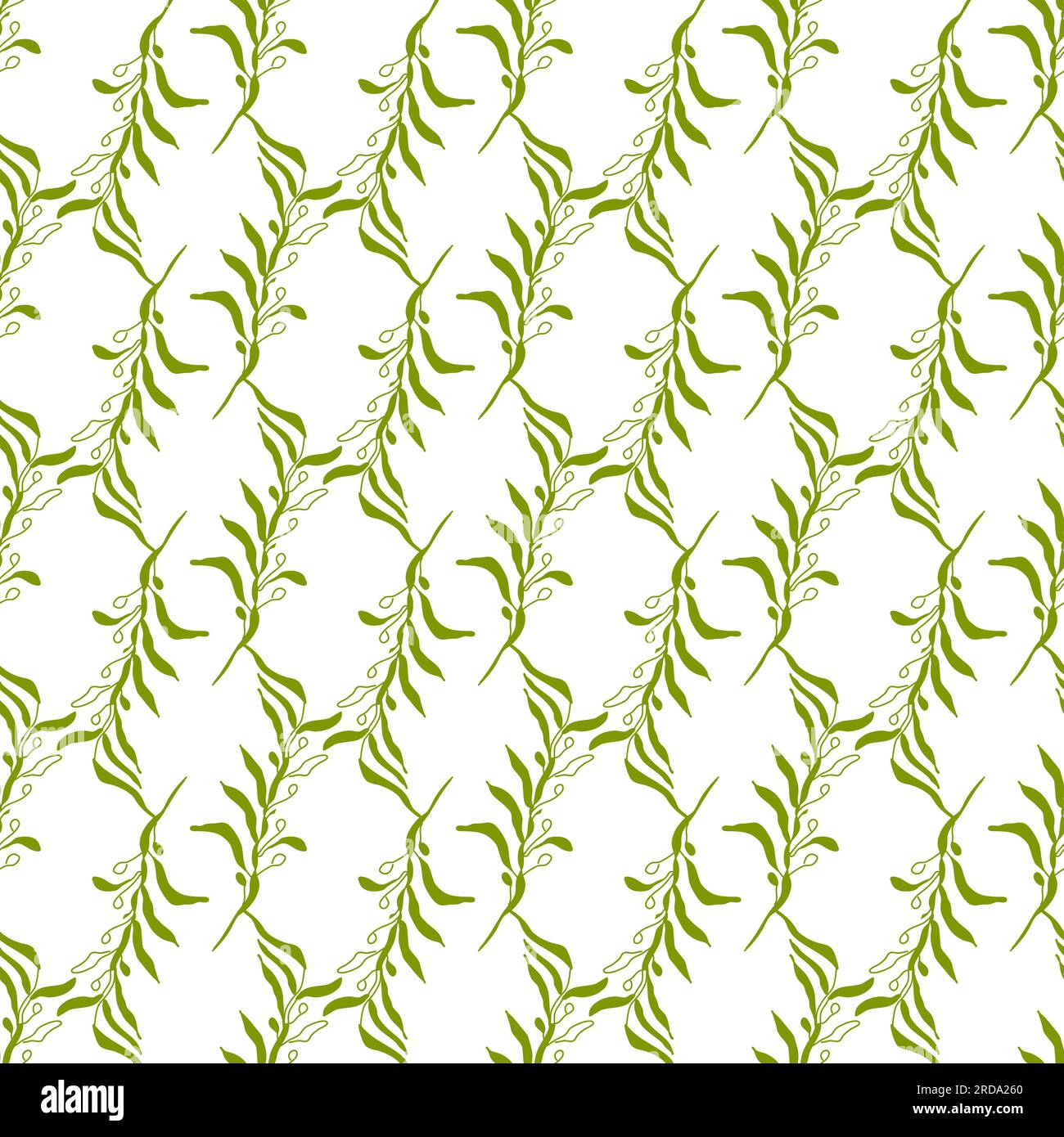 Summer abstract seamless pattern of marine plants. Marine theme. Algae ...