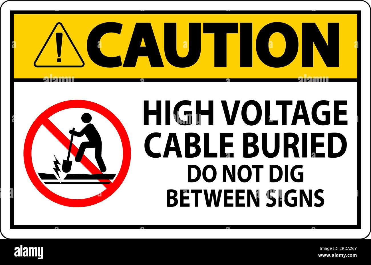Caution Sign High Voltage Cable Buried. Do Not Dig Between Sign Stock ...