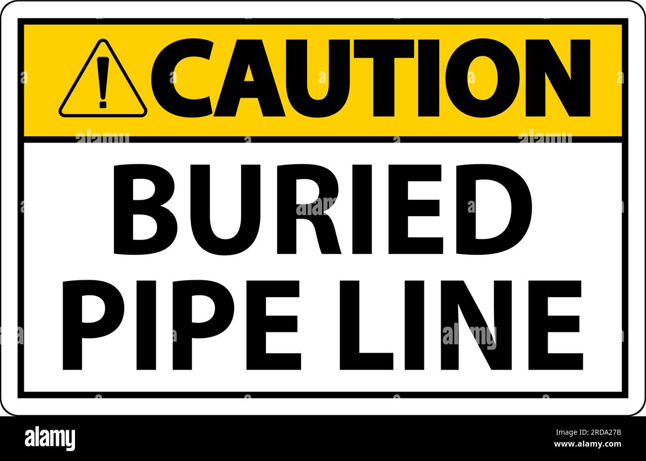 Caution Sign Buried Pipe Line On White Background Stock Vector Image ...