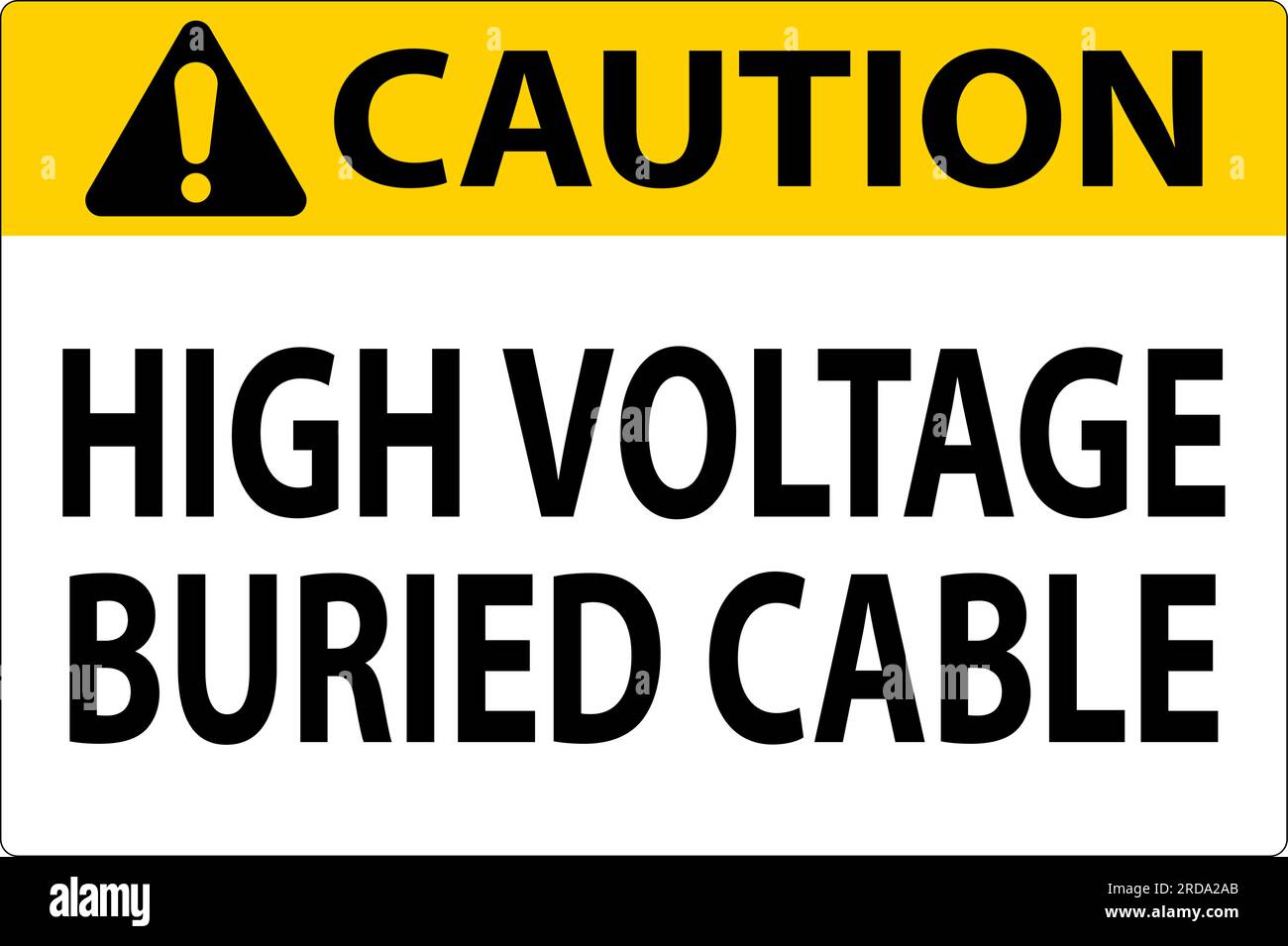 Caution Sign High Voltage Buried Cable On White Background Stock Vector ...