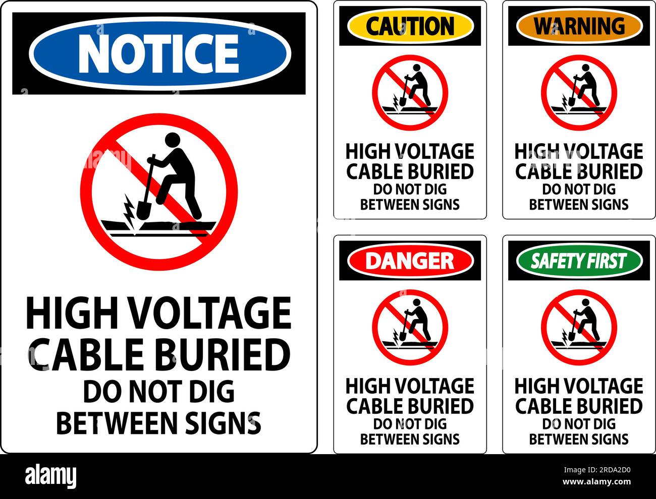 Danger Sign High Voltage Cable Buried. Do Not Dig Between Sign Stock ...