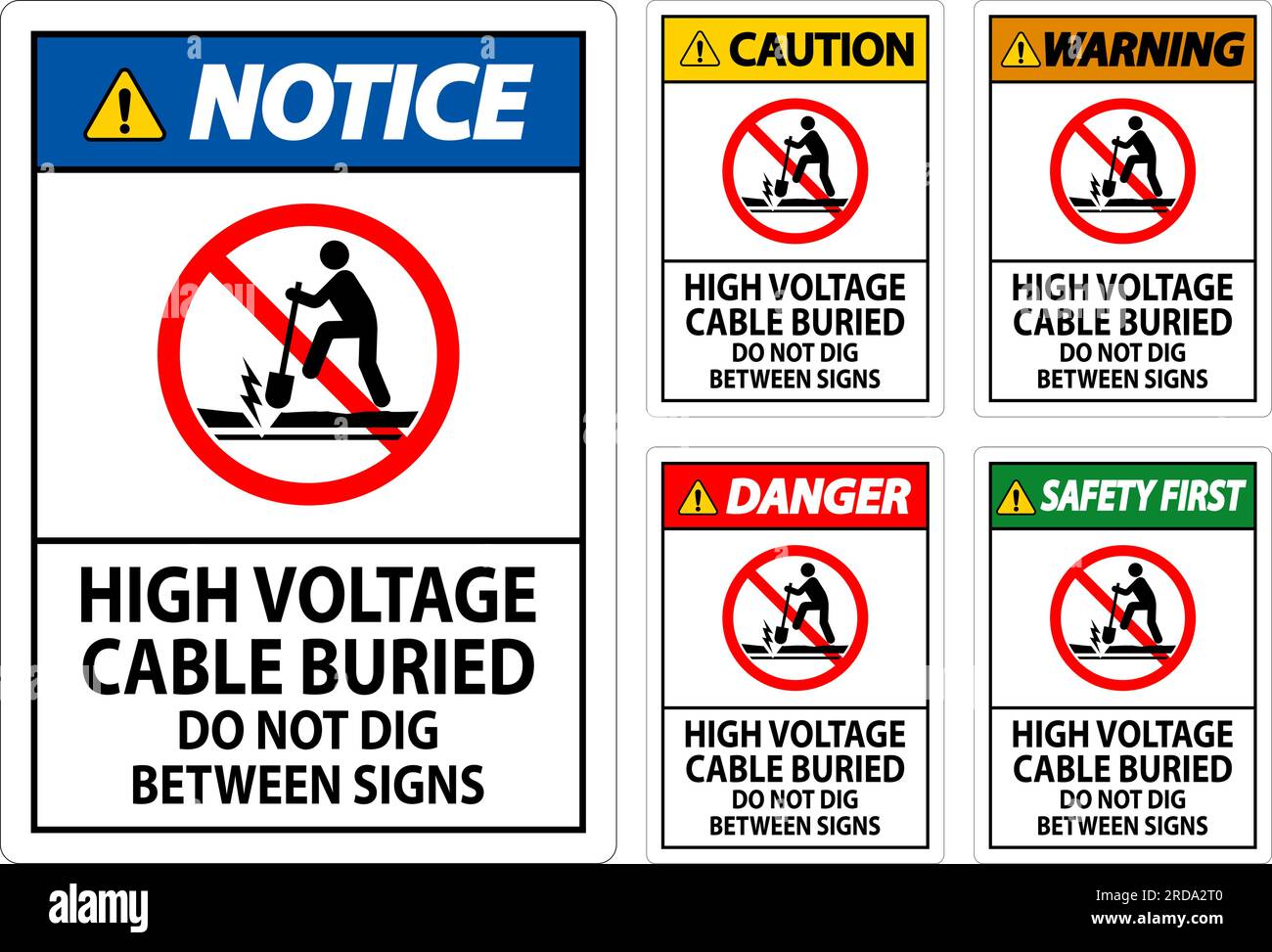 Danger Sign High Voltage Cable Buried. Do Not Dig Between Sign Stock ...