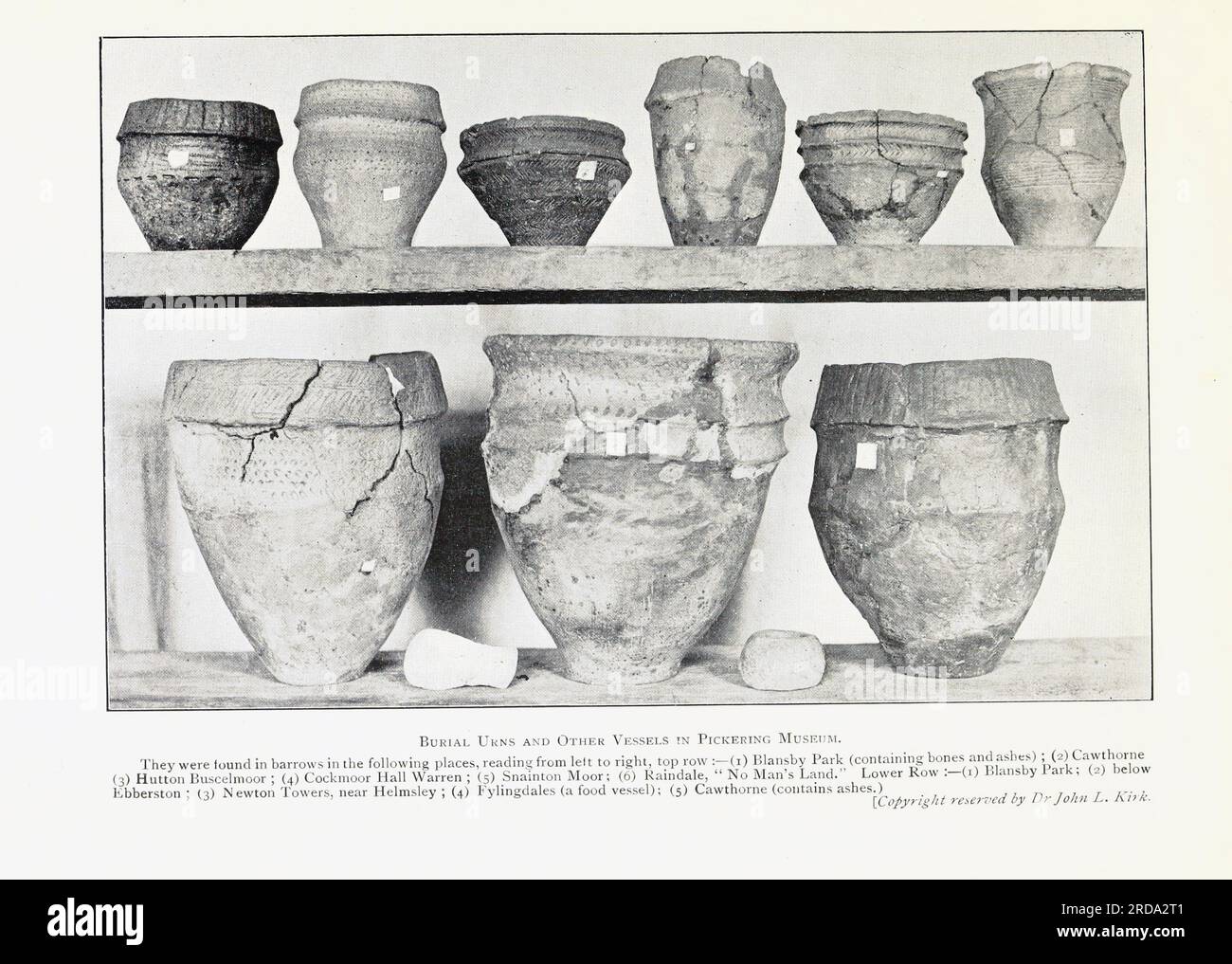 Burial Urns and other vessels in Pickering Museum from the book ' The ...