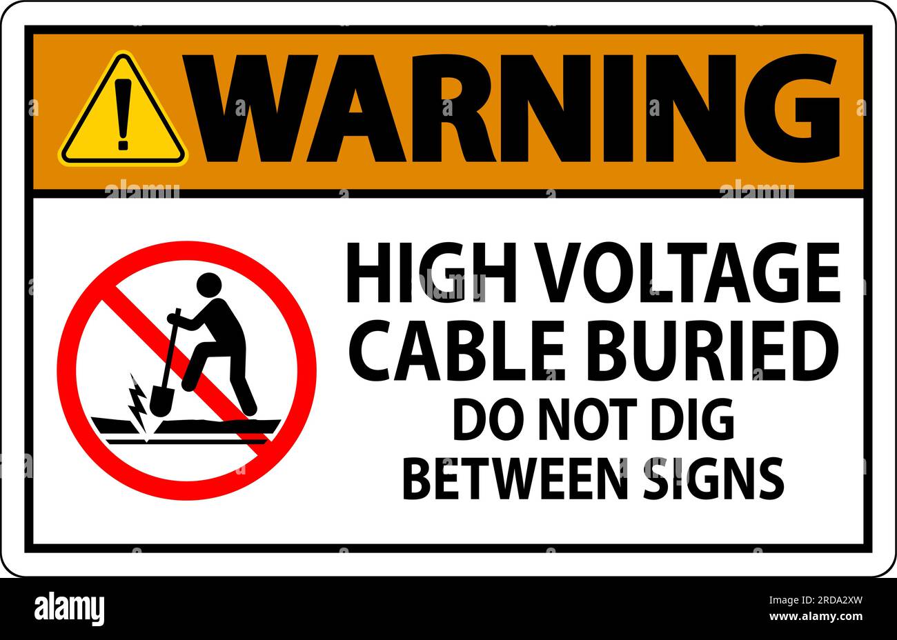 Warning Sign High Voltage Cable Buried. Do Not Dig Between Sign Stock ...