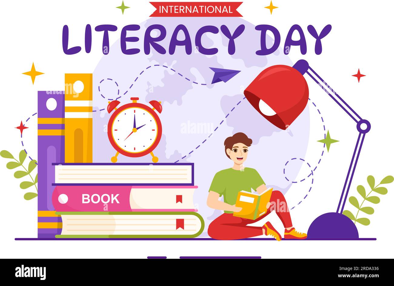 International Literacy Day Vector Illustration on 8th September with ...