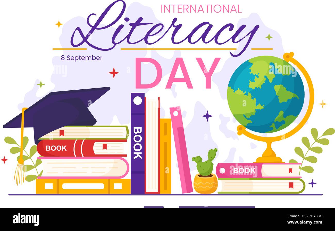 International Literacy Day Vector Illustration on 8th September with ...