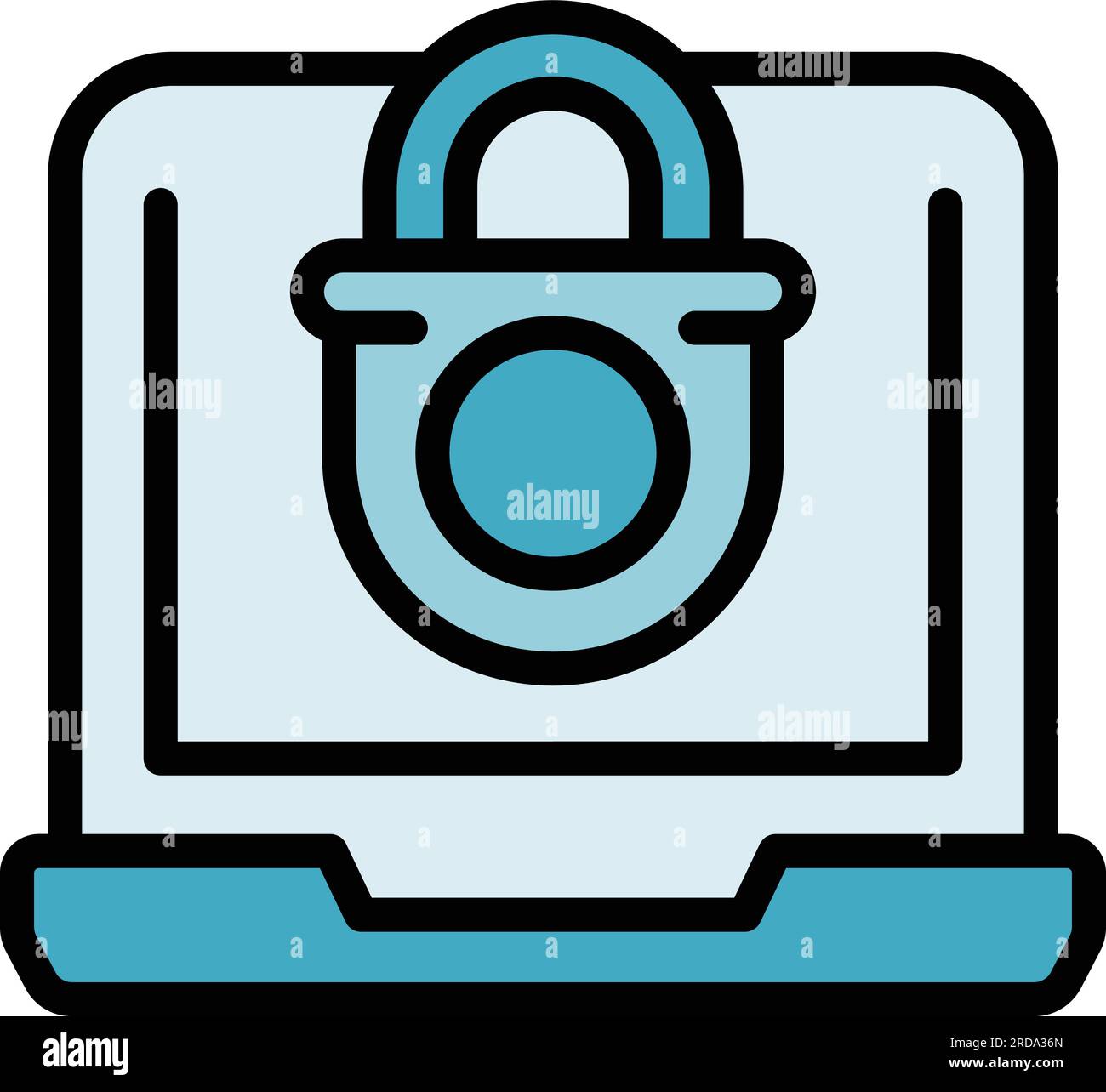 Locked laptop icon outline vector. Cyber money. System identity color ...