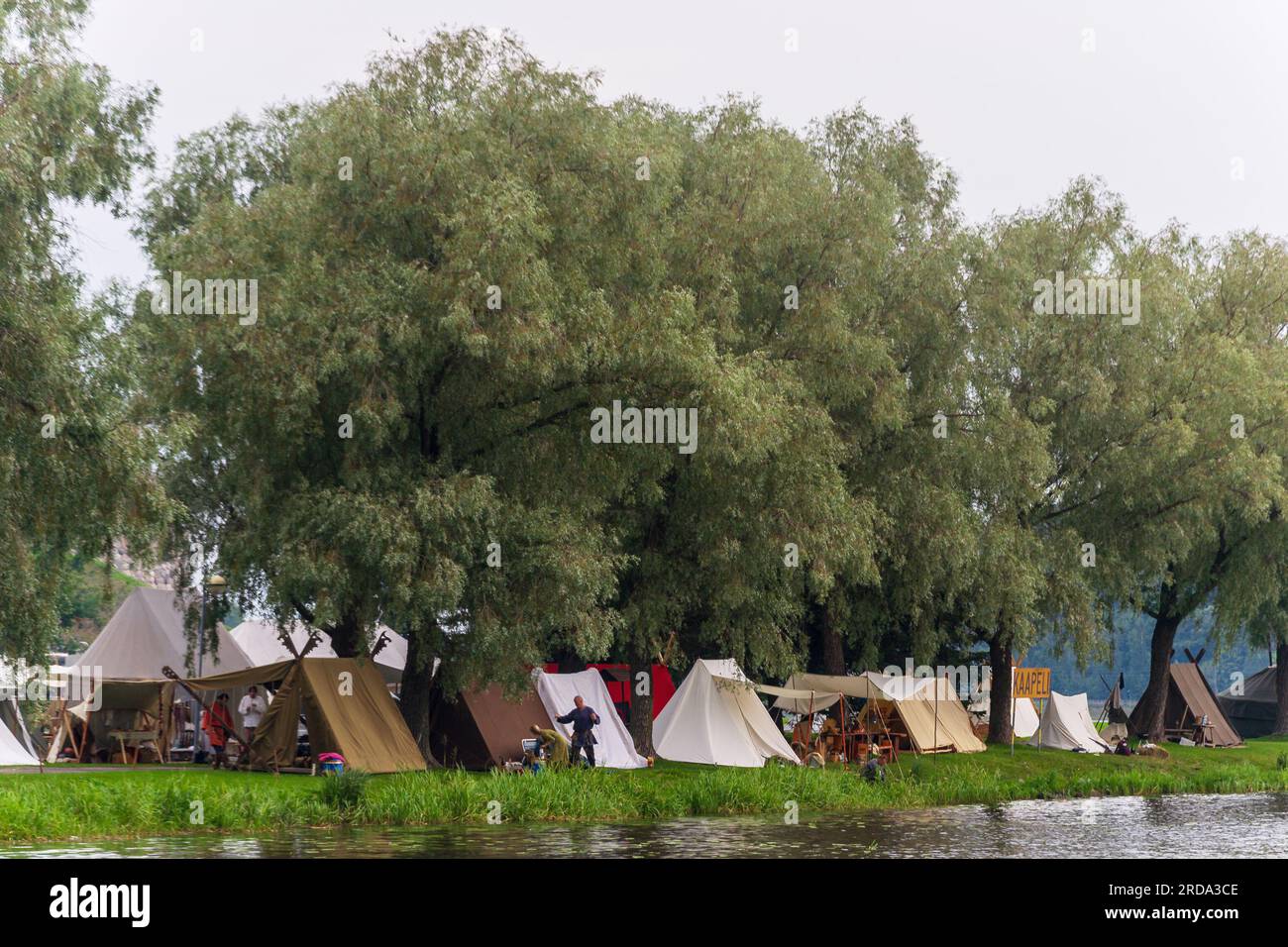 Medieval tent camp under trees in Hämeenlinna Finland Stock Photo - Alamy