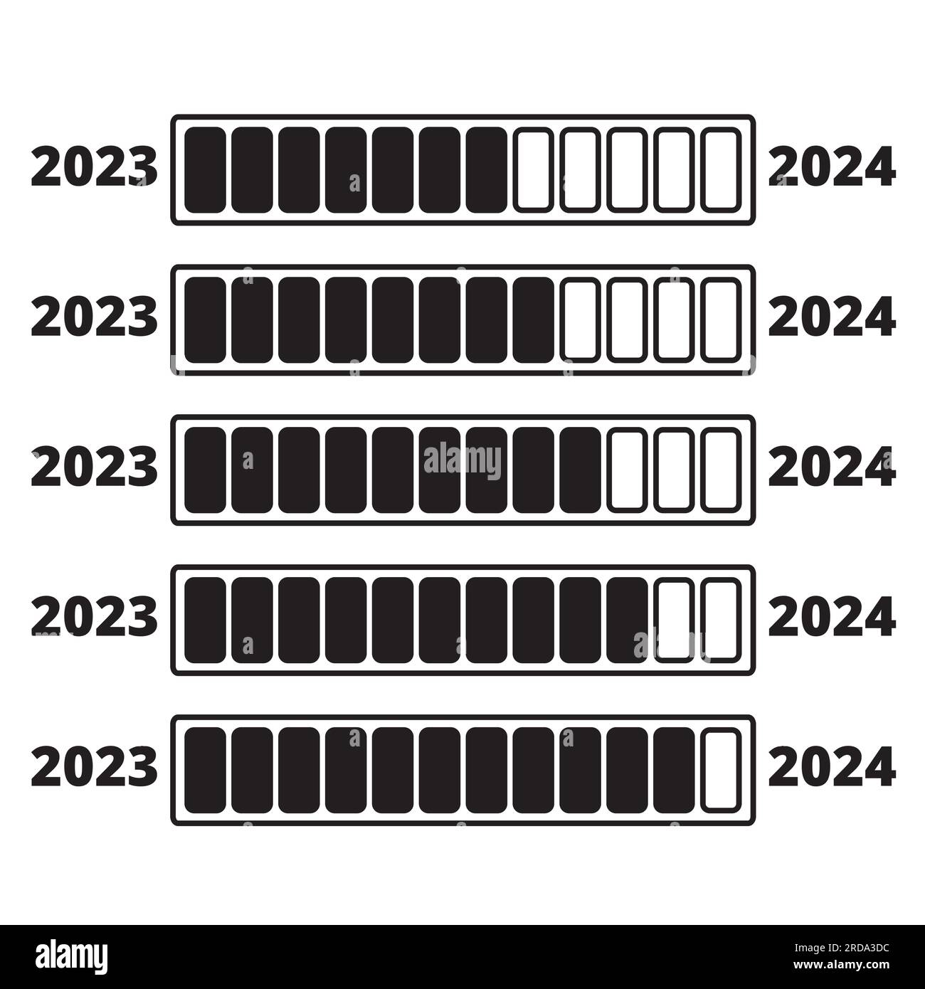 Progress bar for 2024 new year arrival on a white background Stock ...