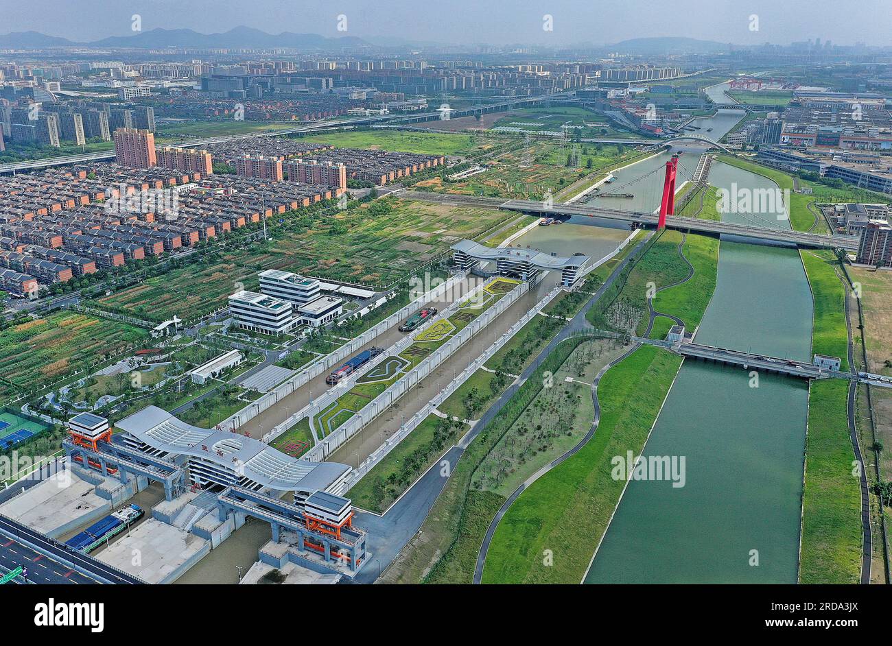 Aerial photo shows vessels entering the Qiantang River at Babao ship ...