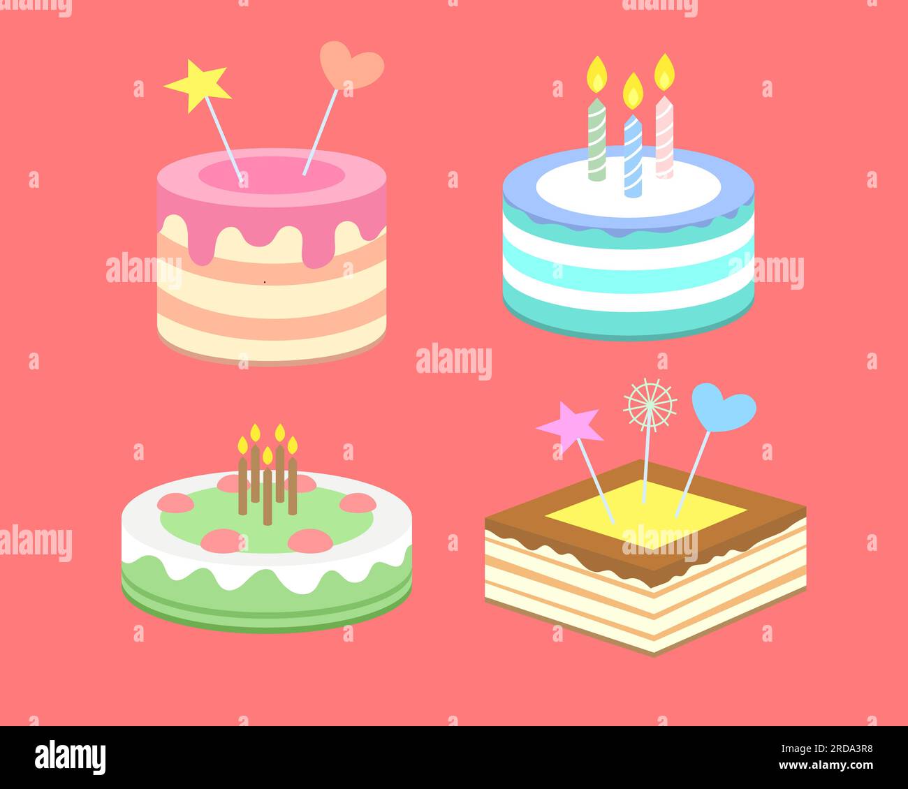 Set delicious sweet cakes Stock Vector Images - Alamy
