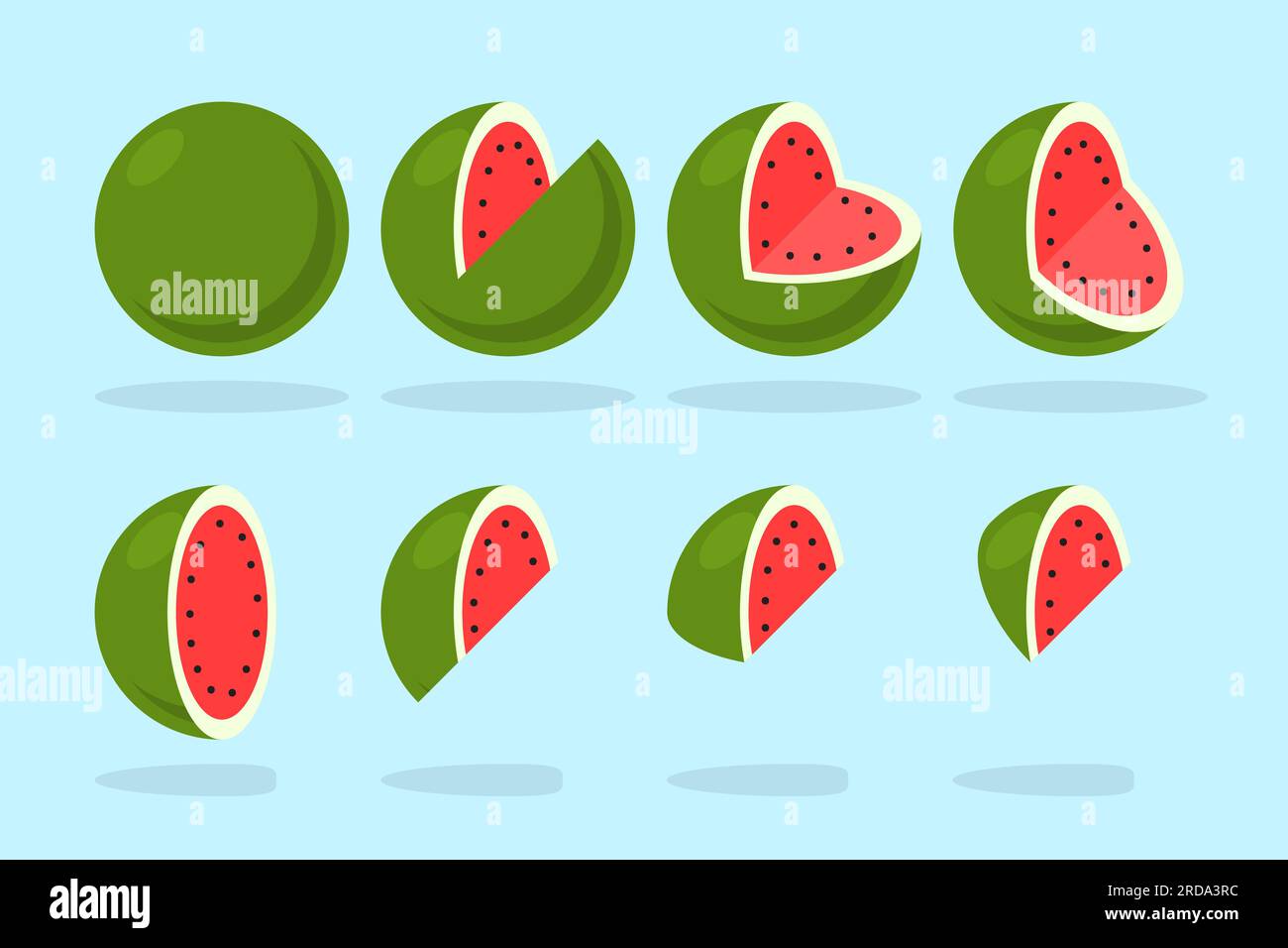 Watermelon cut in different stages of animation Stock Vector Image ...