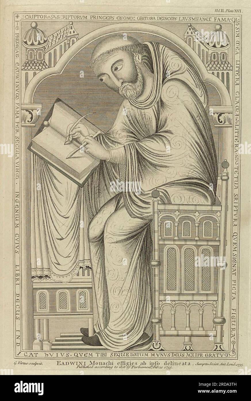 Monk scribe copying text from the book The Society of Antiquaries of ...