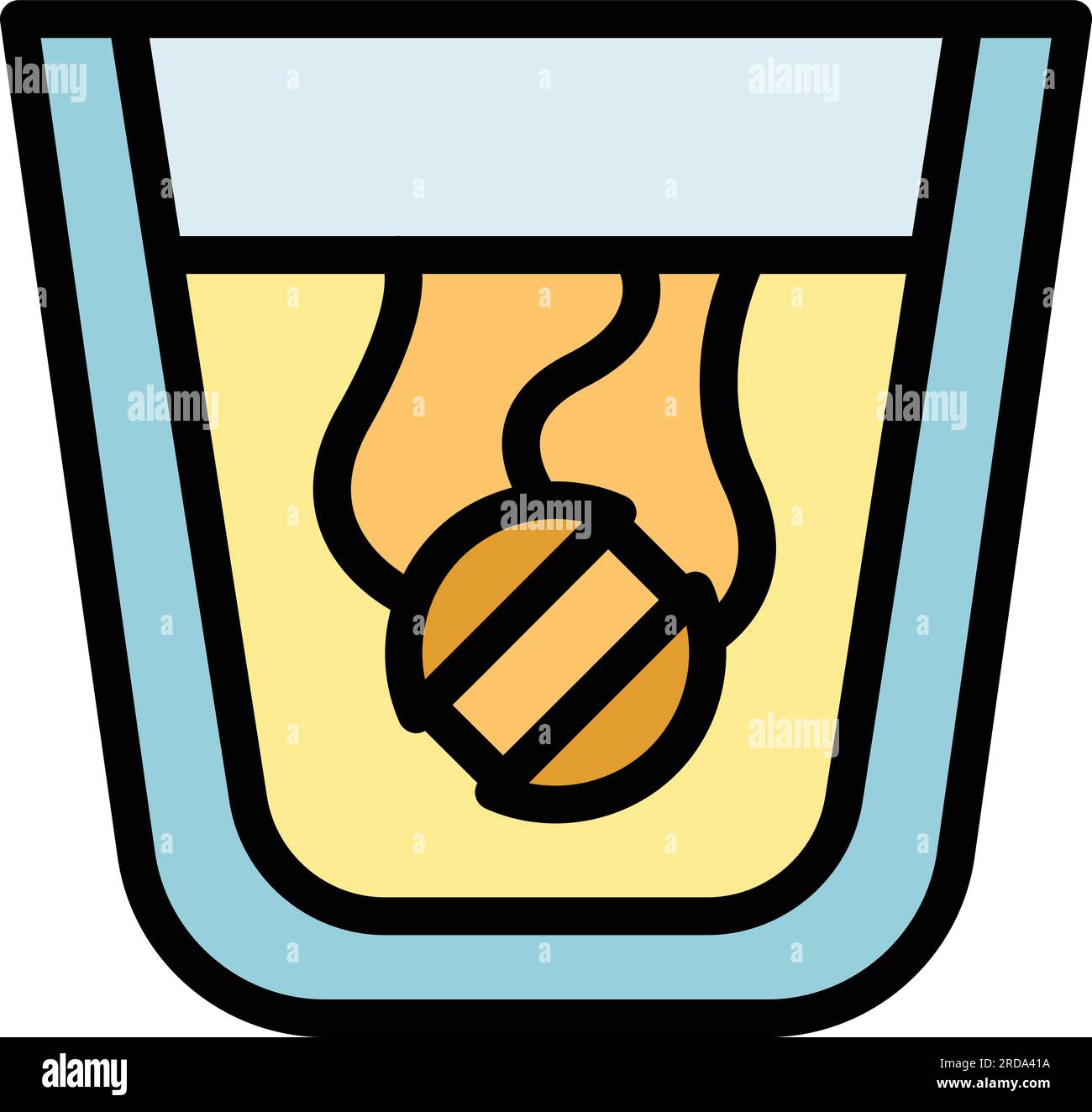 Effervescent tablet icon outline vector. Vitamin pill. Water glass ...