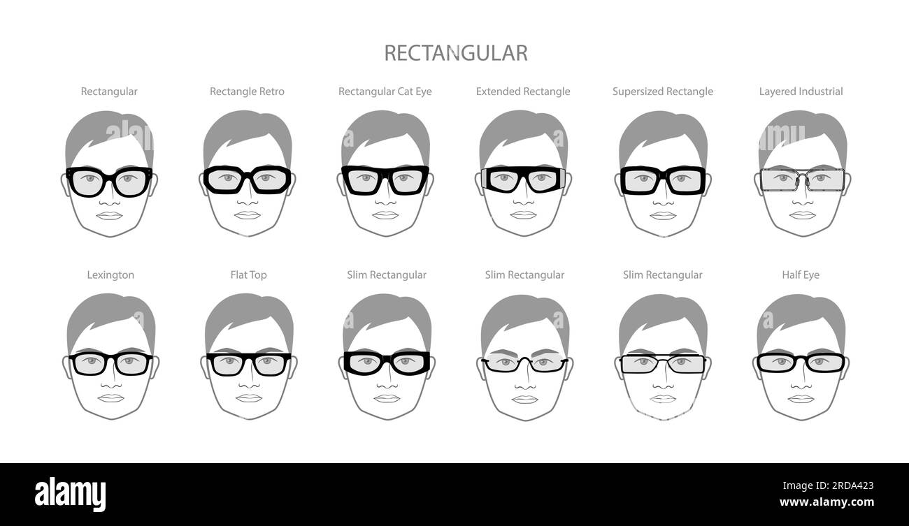 Set of Rectangular frame glasses on men face character fashion ...