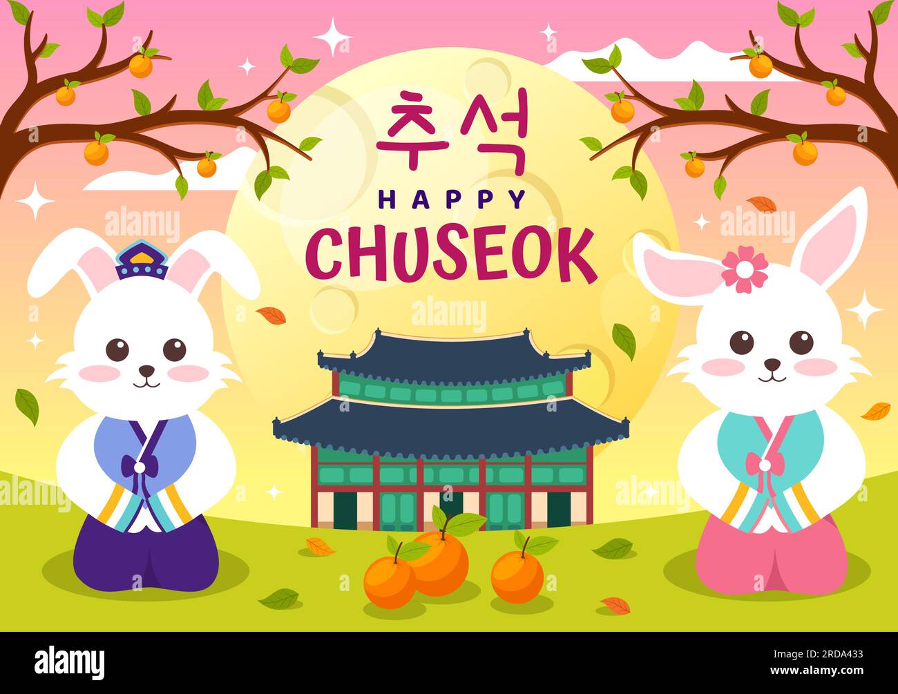 Happy Chuseok Day Vector Illustration of Korean Thanksgiving Event with ...