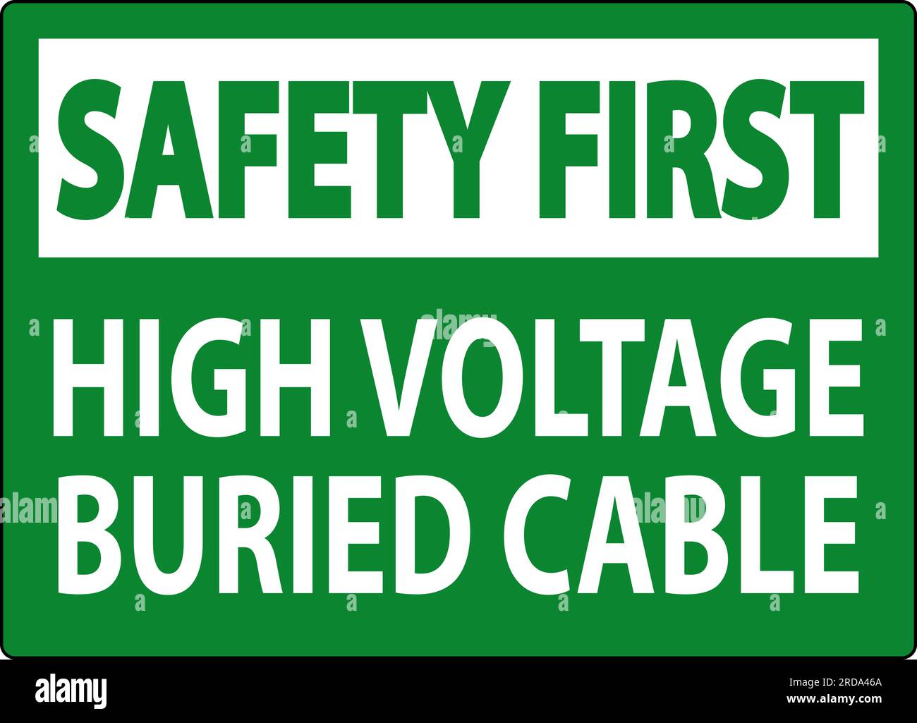 Safety First Sign High Voltage Buried Cable On White Background Stock ...