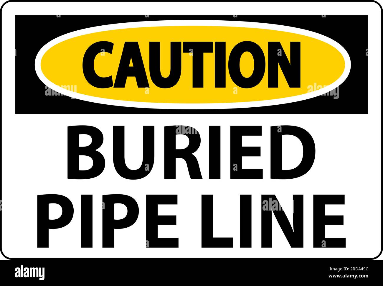 Caution Sign Buried Pipe Line On White Background Stock Vector Image ...