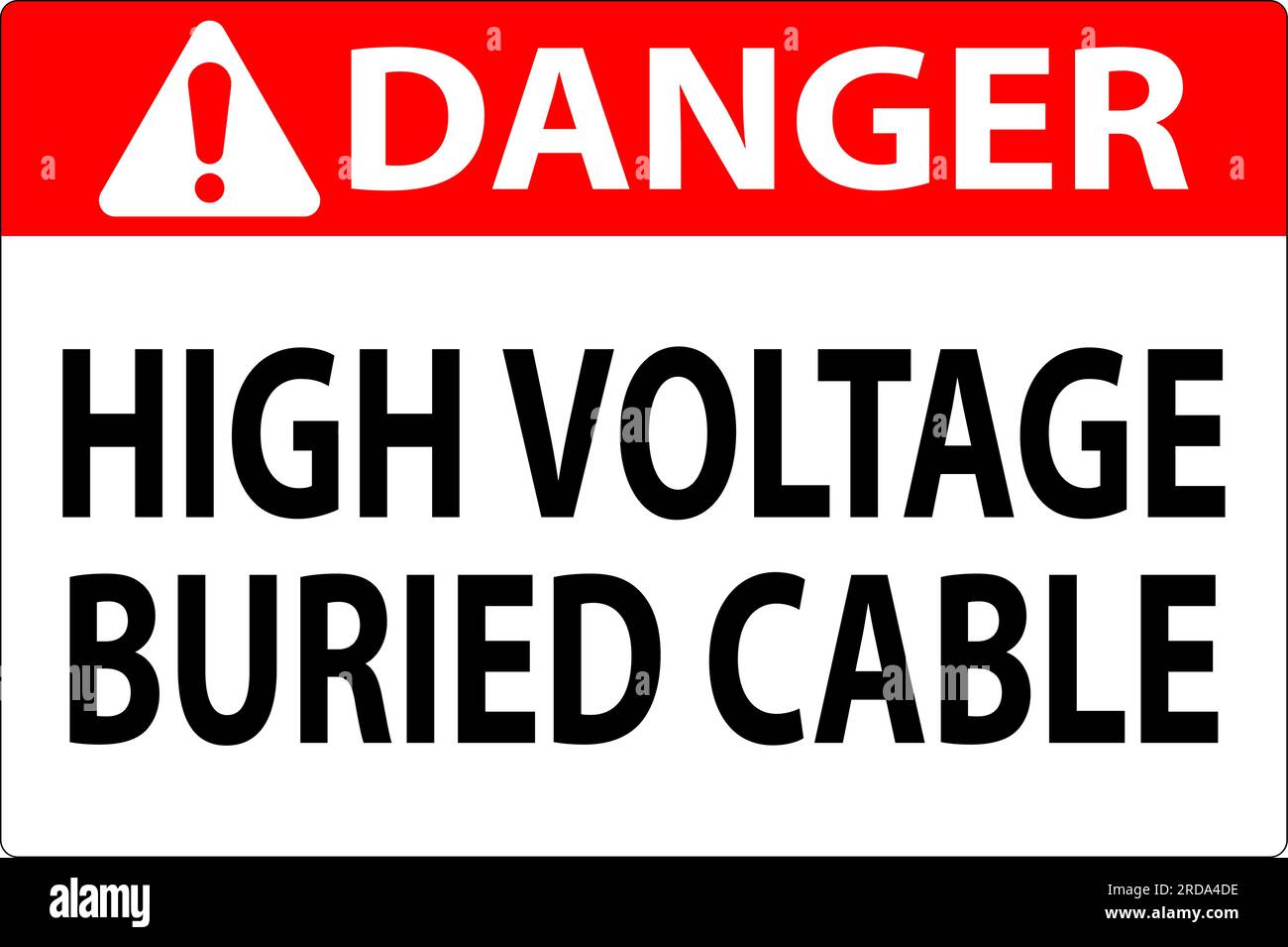 Danger Sign High Voltage Buried Cable On White Background Stock Vector ...