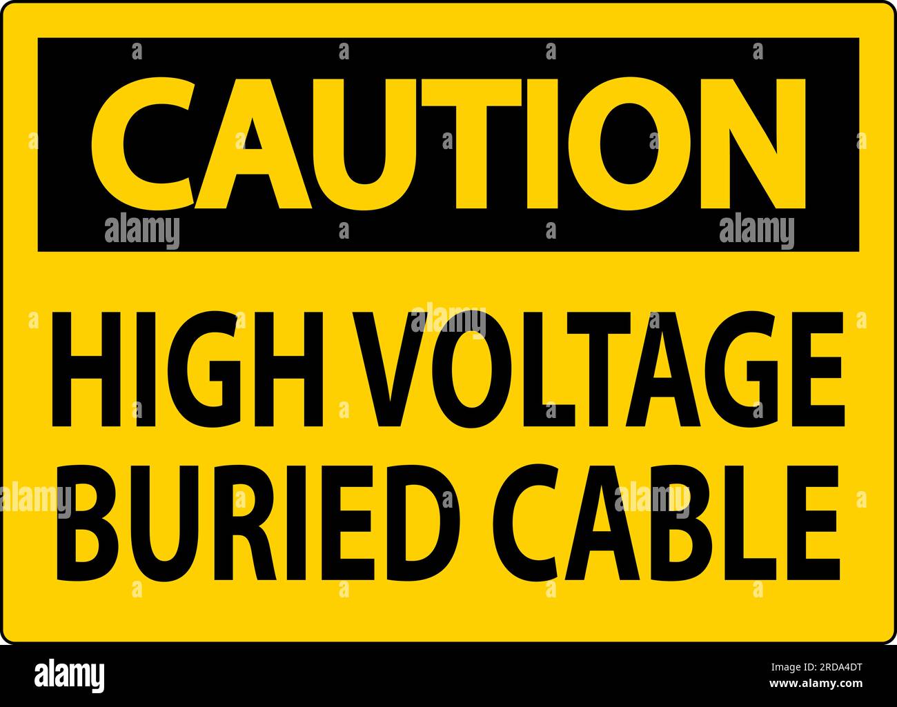 Caution Sign High Voltage Buried Cable On White Background Stock Vector ...