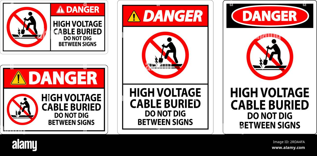 Danger Sign High Voltage Cable Buried. Do Not Dig Between Sign Stock ...